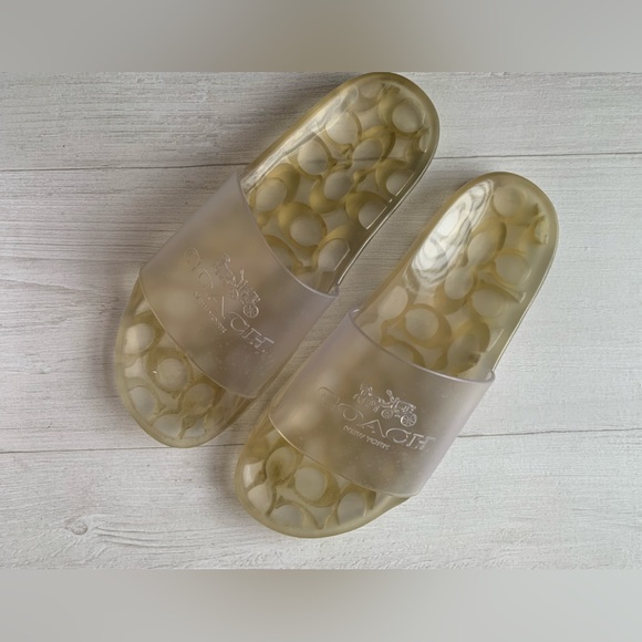 Coach | Shoes | Coach Womens Clear Plastic Signature Print Slip On ...